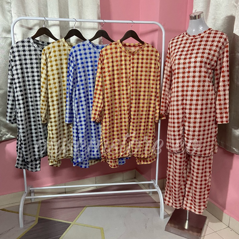 set punjabi kotak / set baju labuh + seluar / set jalan muslimah / baju ...