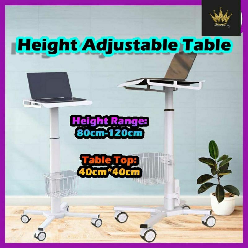 Gas Spring Height Adjustable Rolling Stand Table For Laptop Trolleys ...