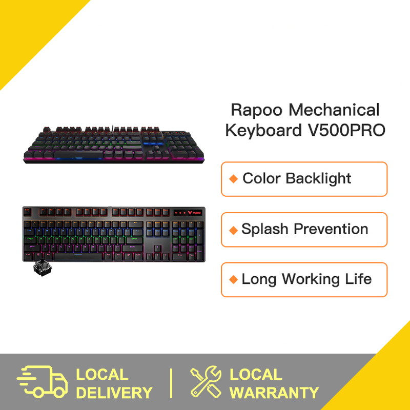 Rapoo V500 Pro Mechanical Keyboard Wired Gaming Keyboards 104 Keys ...