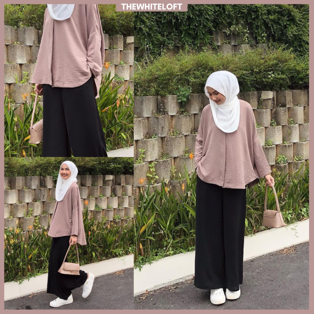 Readystock Hara Set Haurabelle Ironless Set Baggy Blouse and Loose ...