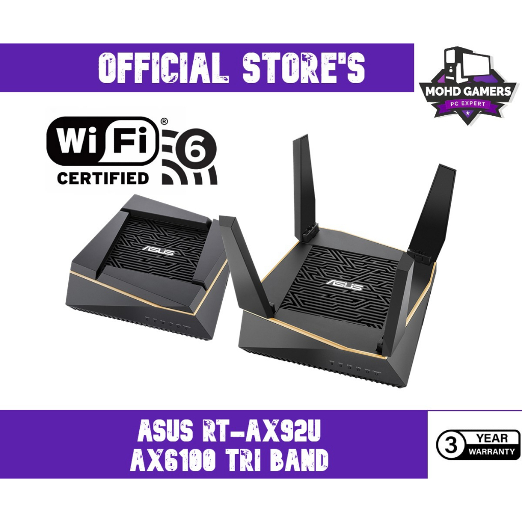 ASUS RT-AX92U Tri-Band WiFi 6 (802.11ax) Gaming Router | Shopee Malaysia