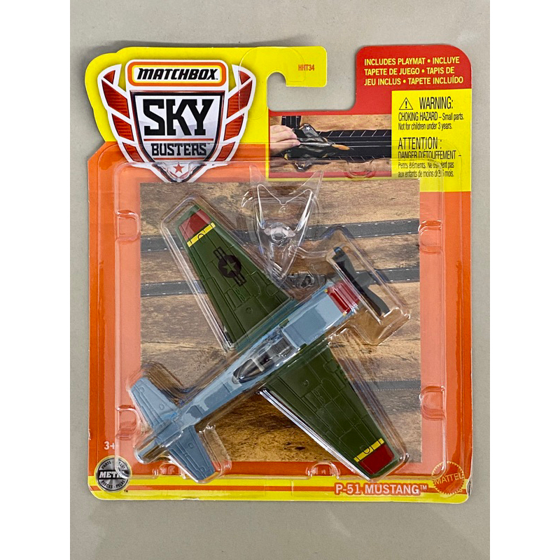 Matchbox P51 MUSTANG Grey Dark Green Sky Busters Fighter Aircraft 1/72 ...