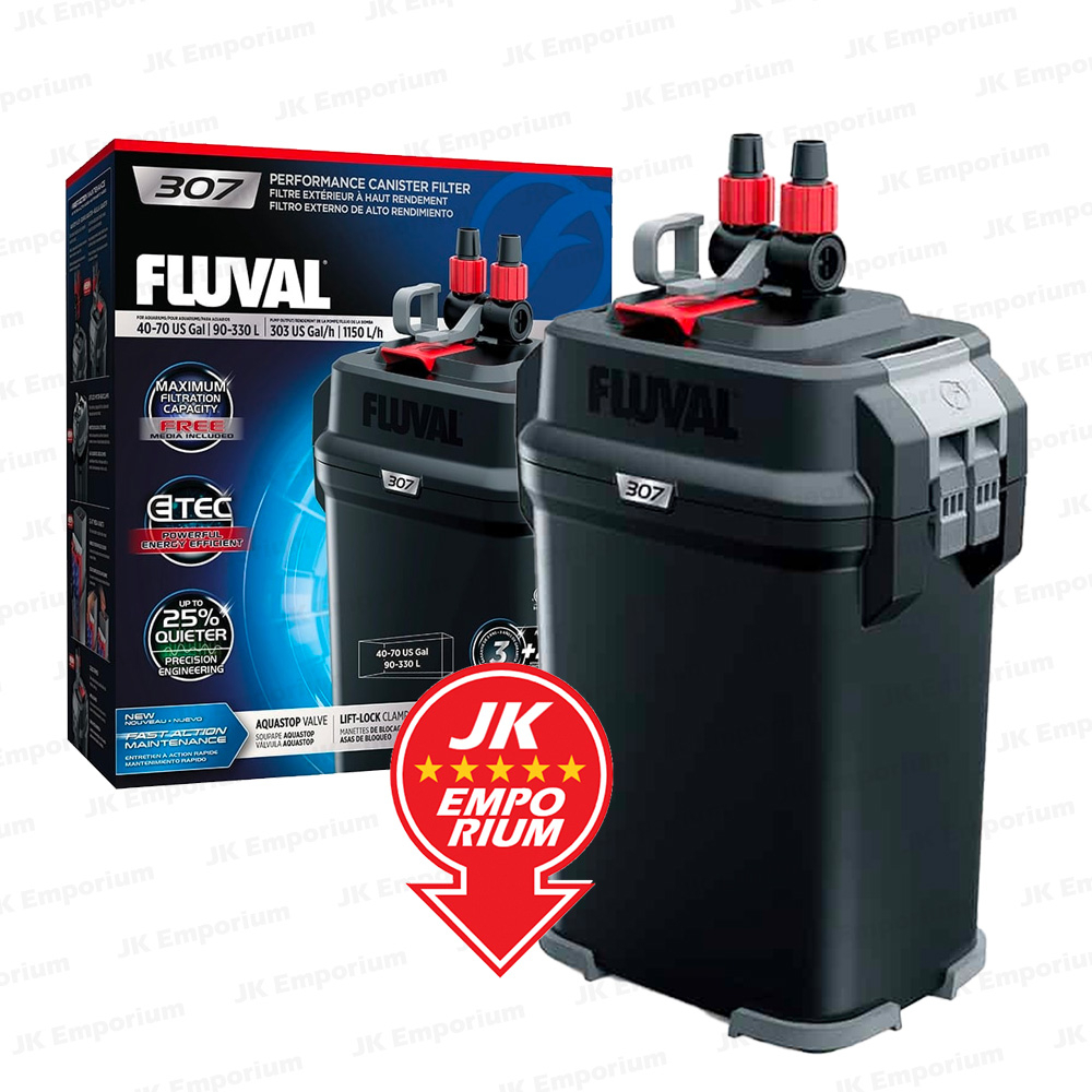 Fluval 307 Performance External Canister Aquarium Biological Filter ...