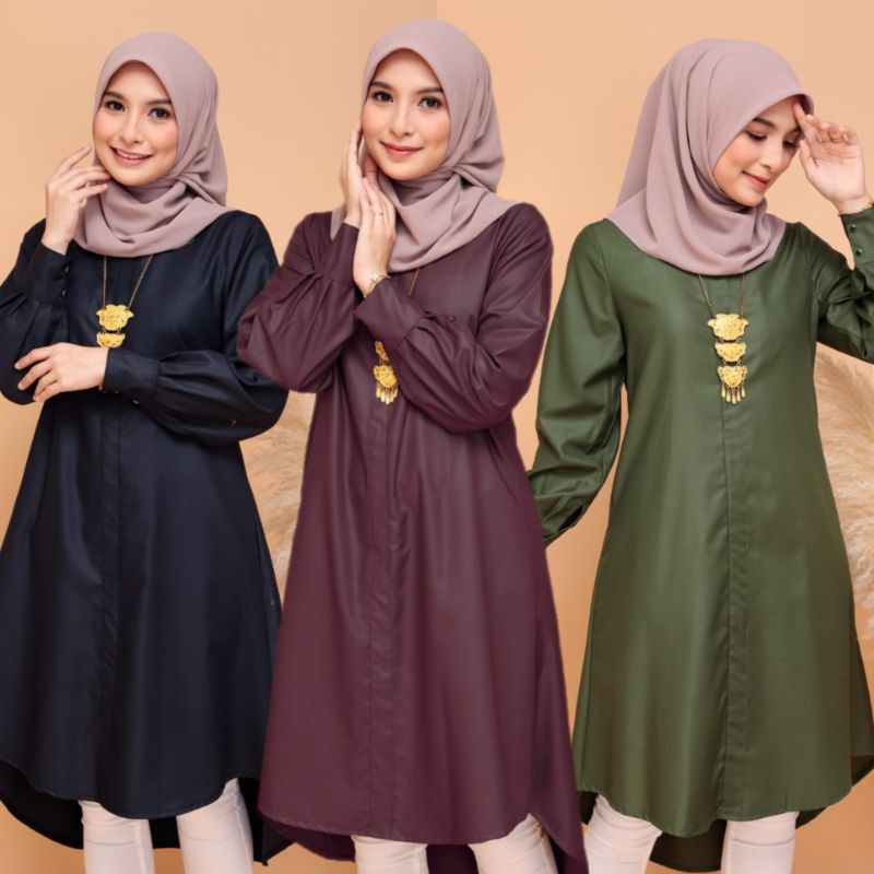 TUNIC | BLOUSE LABUH |KEMEJA LABUH IRONLESS #FREE SHIPPING | Shopee ...