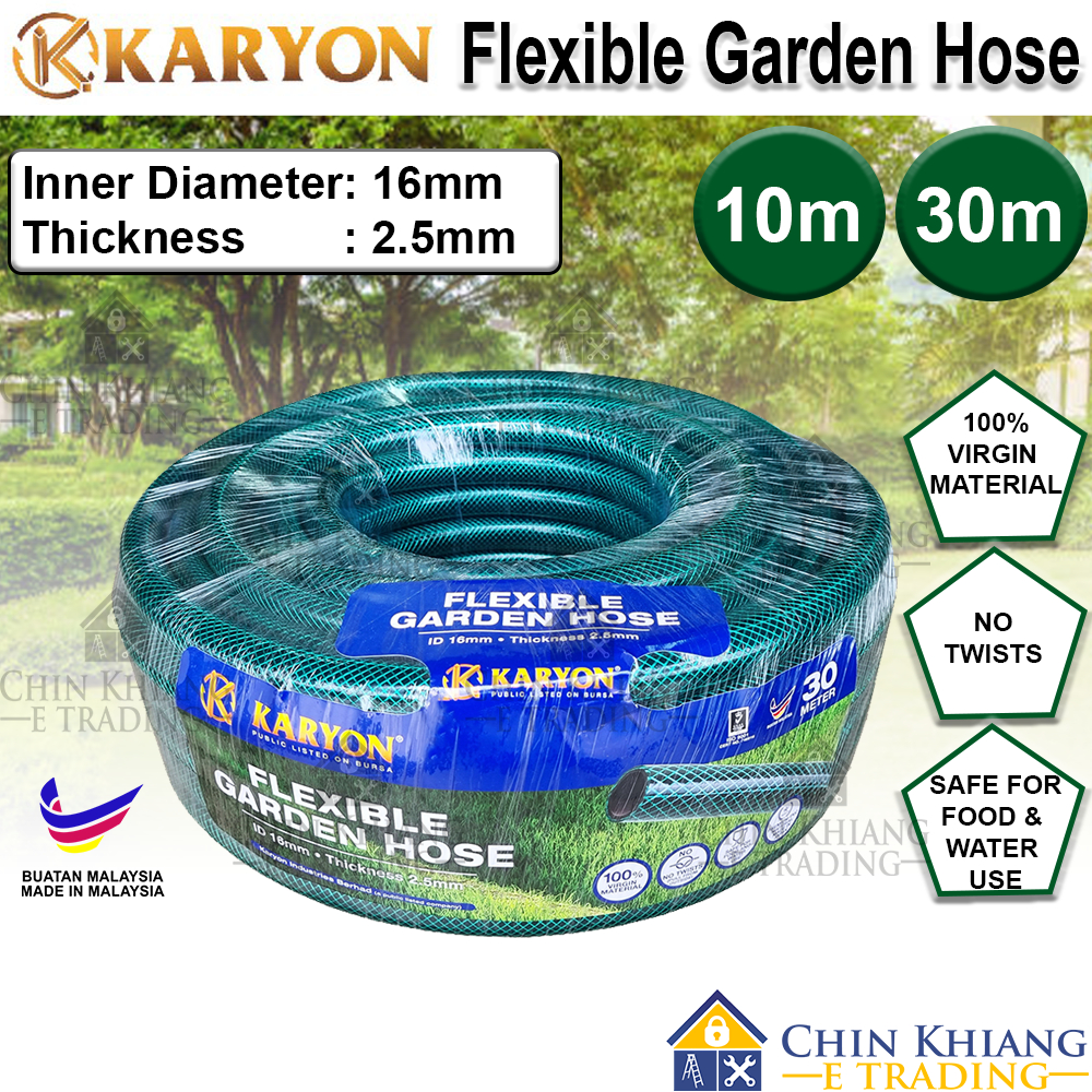Karyon Reinforced Flexible Garden Hose Green Paip Getah Hijau 10m 30m ...