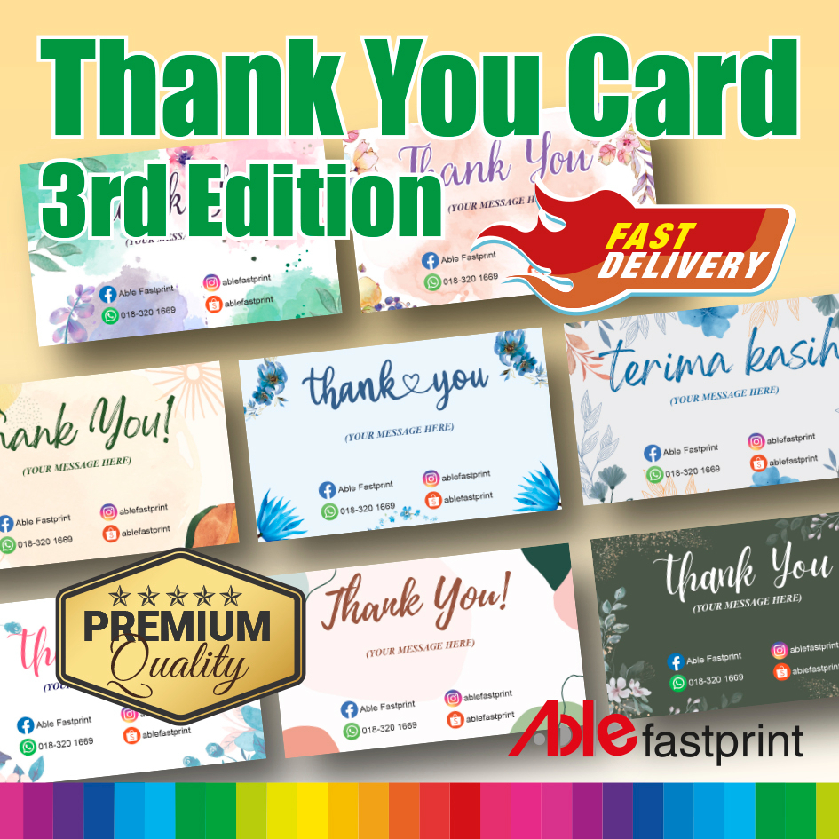 3rd Edition Thank You Card 100pcs (Front Printing Only) / Name Card ...
