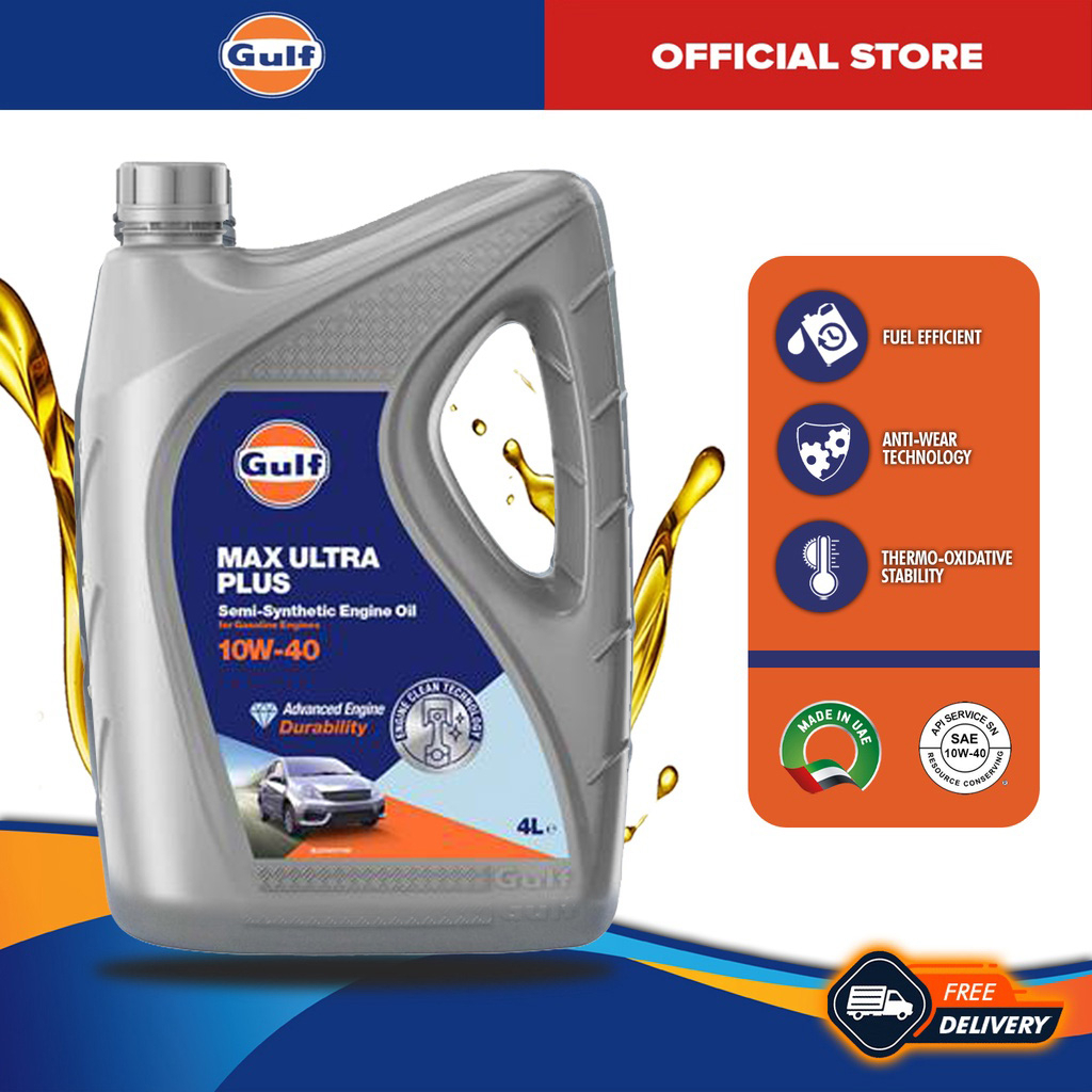 Gulf MAX Ultra Plus 10W-40 Semi-synthetic passenger car oil with Engine ...