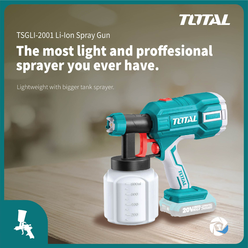 TOTAL 20V TSGLI2001( TSGLI2001-2 ) LI-ION HEAVY DUTY CORDLESS SPRAY GUN ...