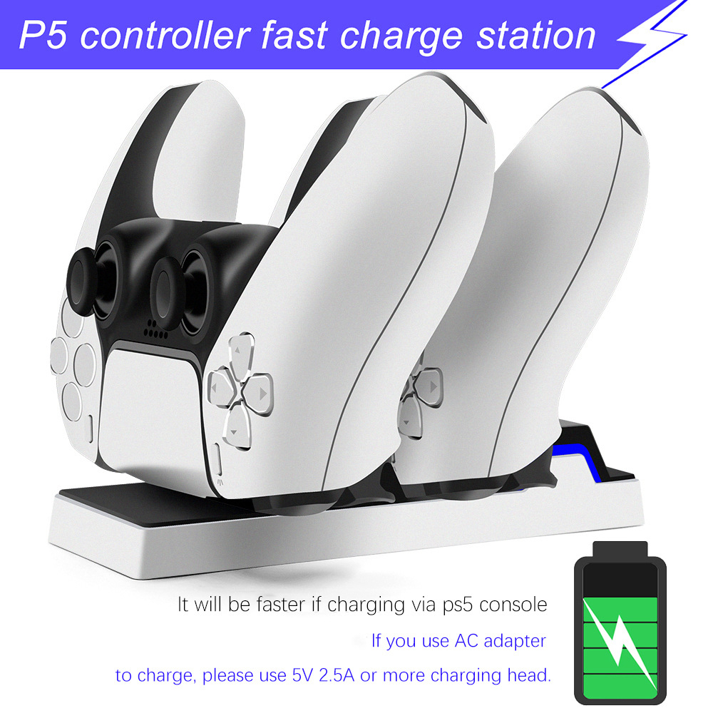 Ps5 Game Controller Charger Base Dual Charging Port Led Indicator