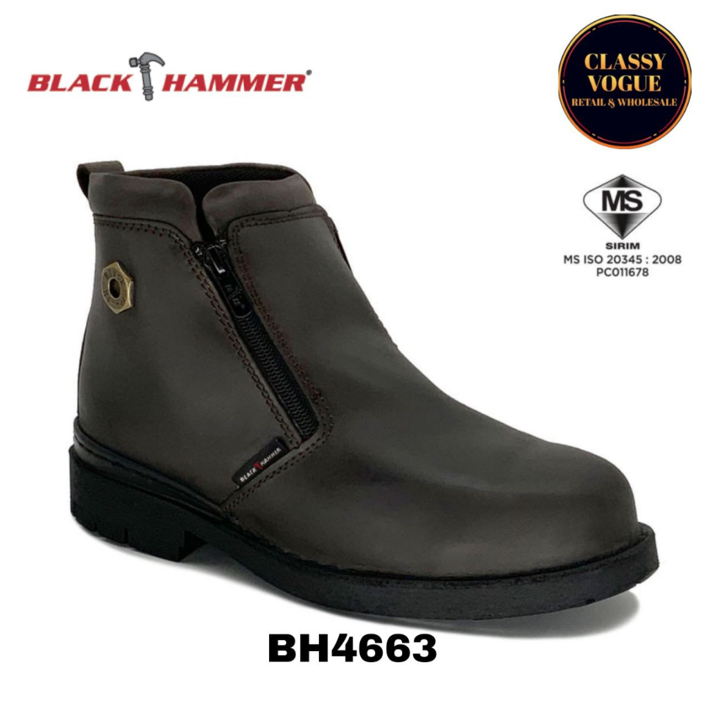 Black Hammer Men 4000 Series Mid cut with Double Zip Safety Shoes ...