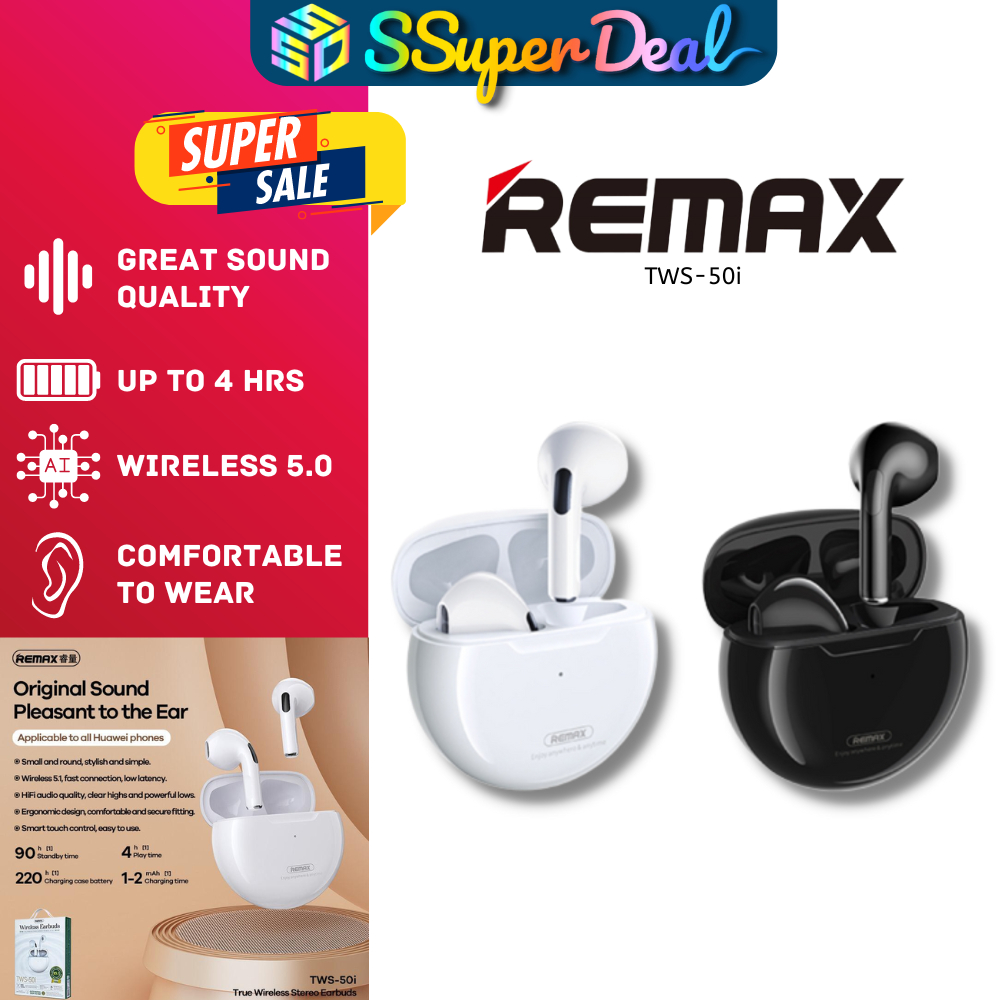 Remax TWS-50i True Wirelss Stereo Earbuds High-Definition Sound Quality ...