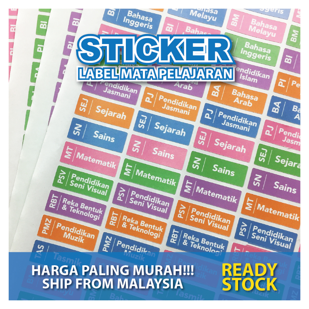 STICKER LABEL MATA PELAJARAN WARNI UNTUK BUKU SEKOLAH | Shopee Malaysia