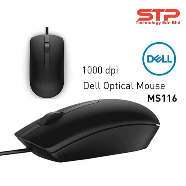 DELL Mouse MS116 MS 116 USB Optical Wired Mouse With 1000dpi ...