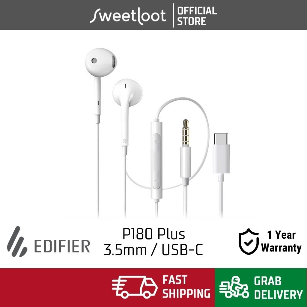 Edifier P180 Plus - Classic Wired Earphone with Mic for Phone Call USB Type C / 3.5mm Audio Jack ...
