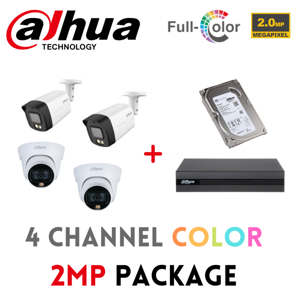 DAHUA CCTV 4CH Set 2MP-4MP ColorVu Full Time Audio With Hardisk ...