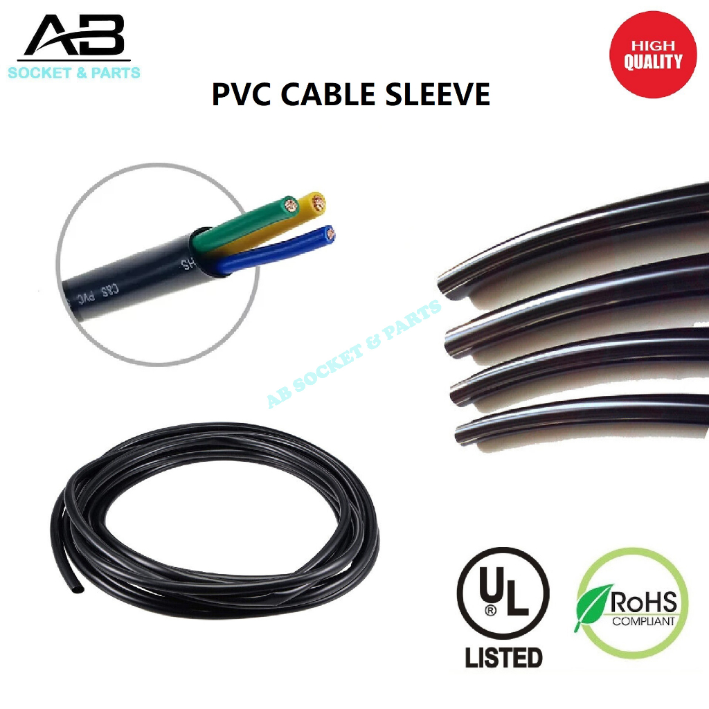 Flexible PVC Cable Sleeving Tubing Wiring Harness Black Heat Resistant ...