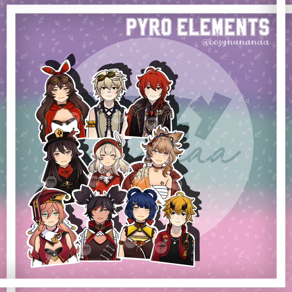 READY STOCK Genshin Impact Fanart Stickers (Pyro Element) Cute Creative ...