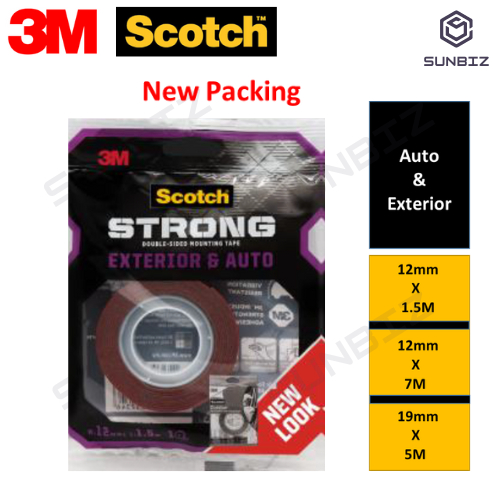 3M Scotch Auto Exterior Double-Sided Permanent Mounting Multipurpose Function Acrylic Foam Tape ...