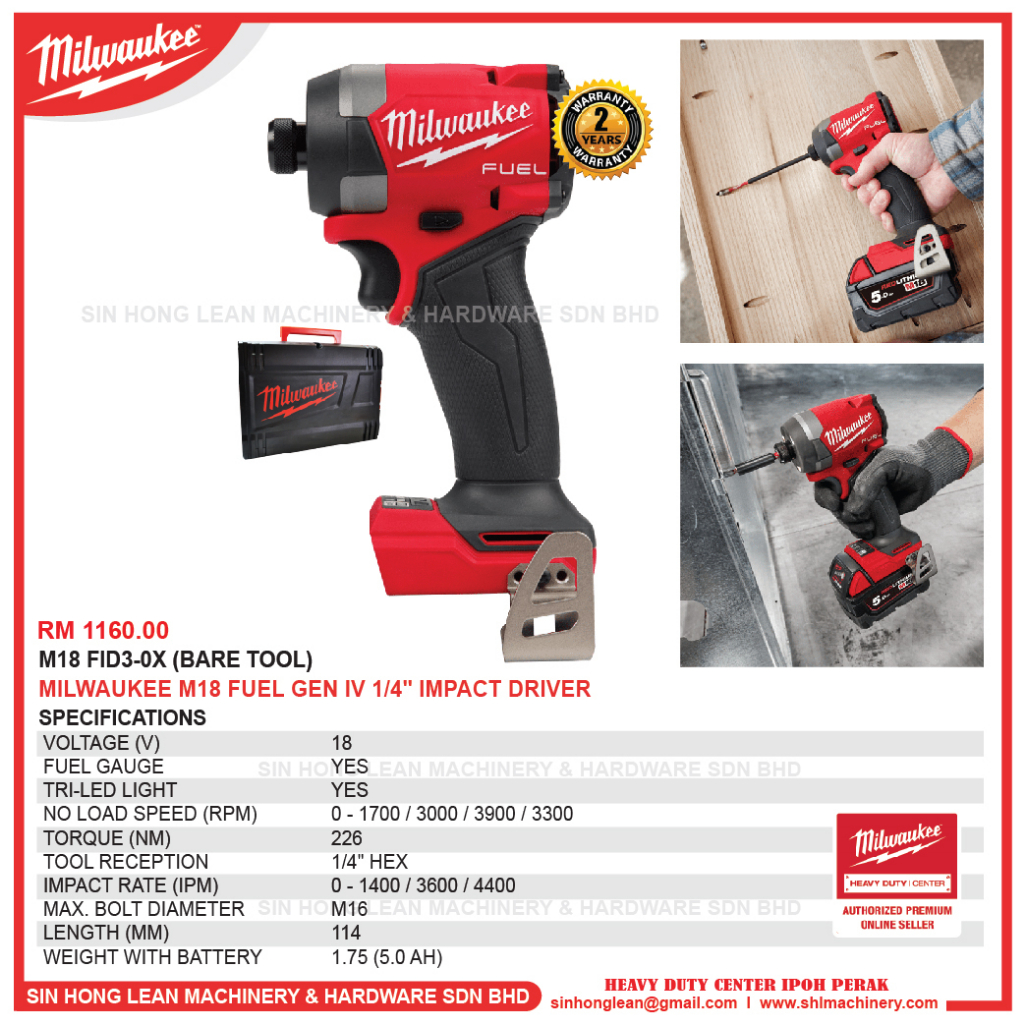 MILWAUKEE M18 FID3-0X (BARE TOOL) M18 FUEL Gen IV 1/4" Impact Driver M18 FID3 | Shopee Malaysia