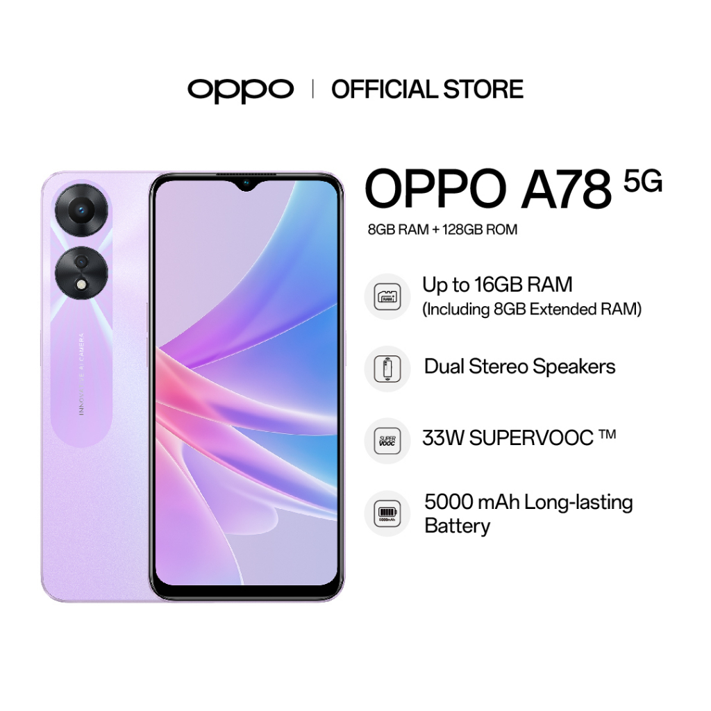  NEW LAUNCH OPPO A78 Smartphone 8GB RAM 128GB ROM 33W SUPERVOOC