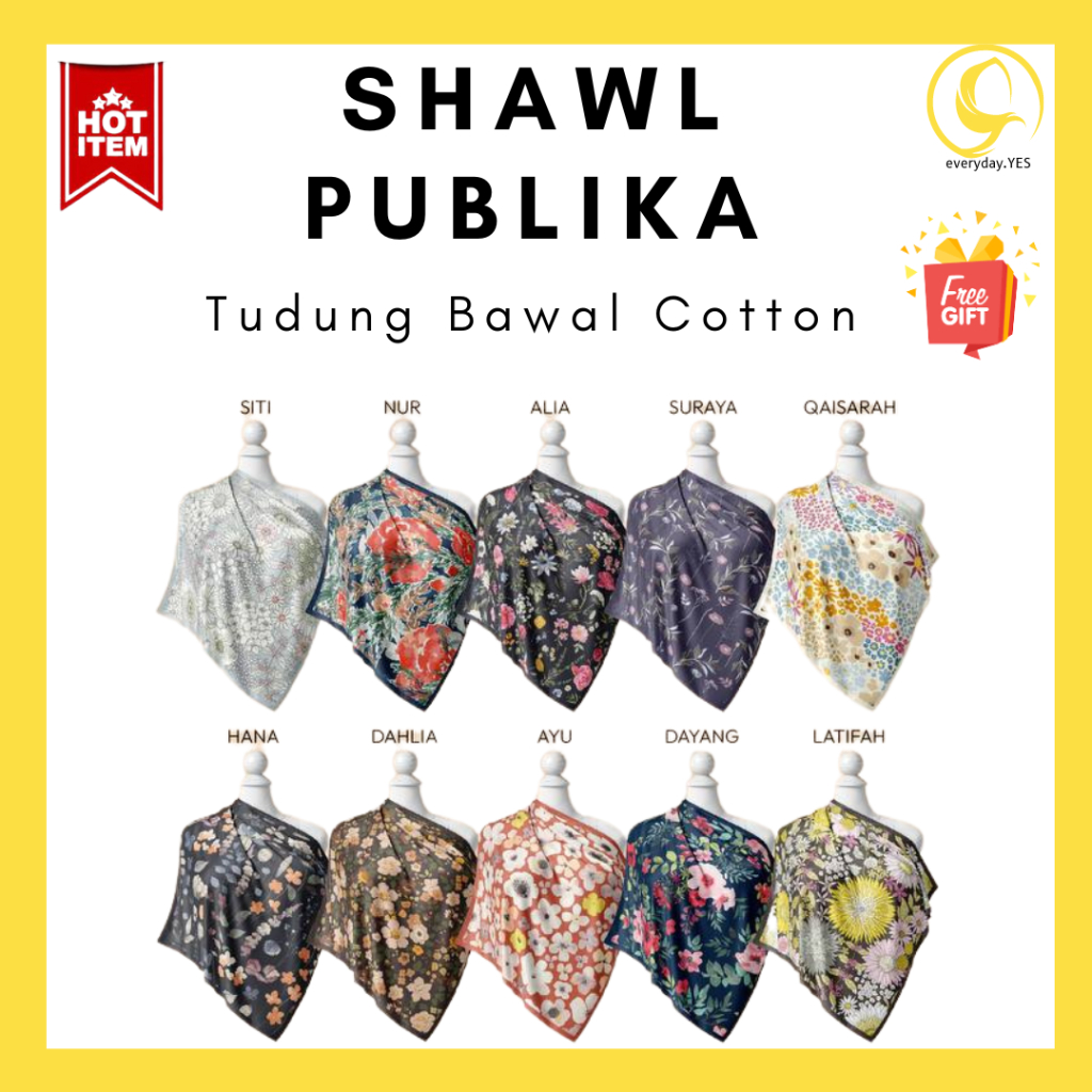 Shawlpublika Scarf Kekasih Tudung Bawal Bidang 45 Cotton Voile Travel ...