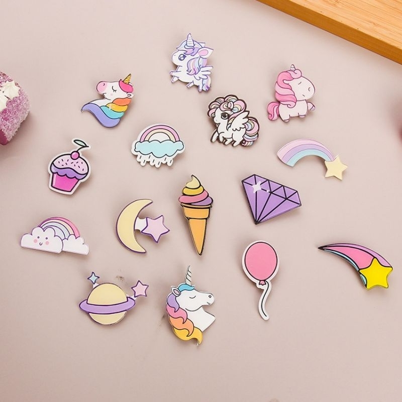 LZ Pin Hiasan Comel Tema Unicorn Cute Cartoon Decoration for Jacket ...