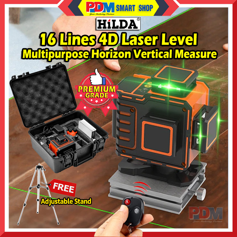 PDM Premium Hilda 16 Lines Laser Level Powerful Green Beam Light 4D ...