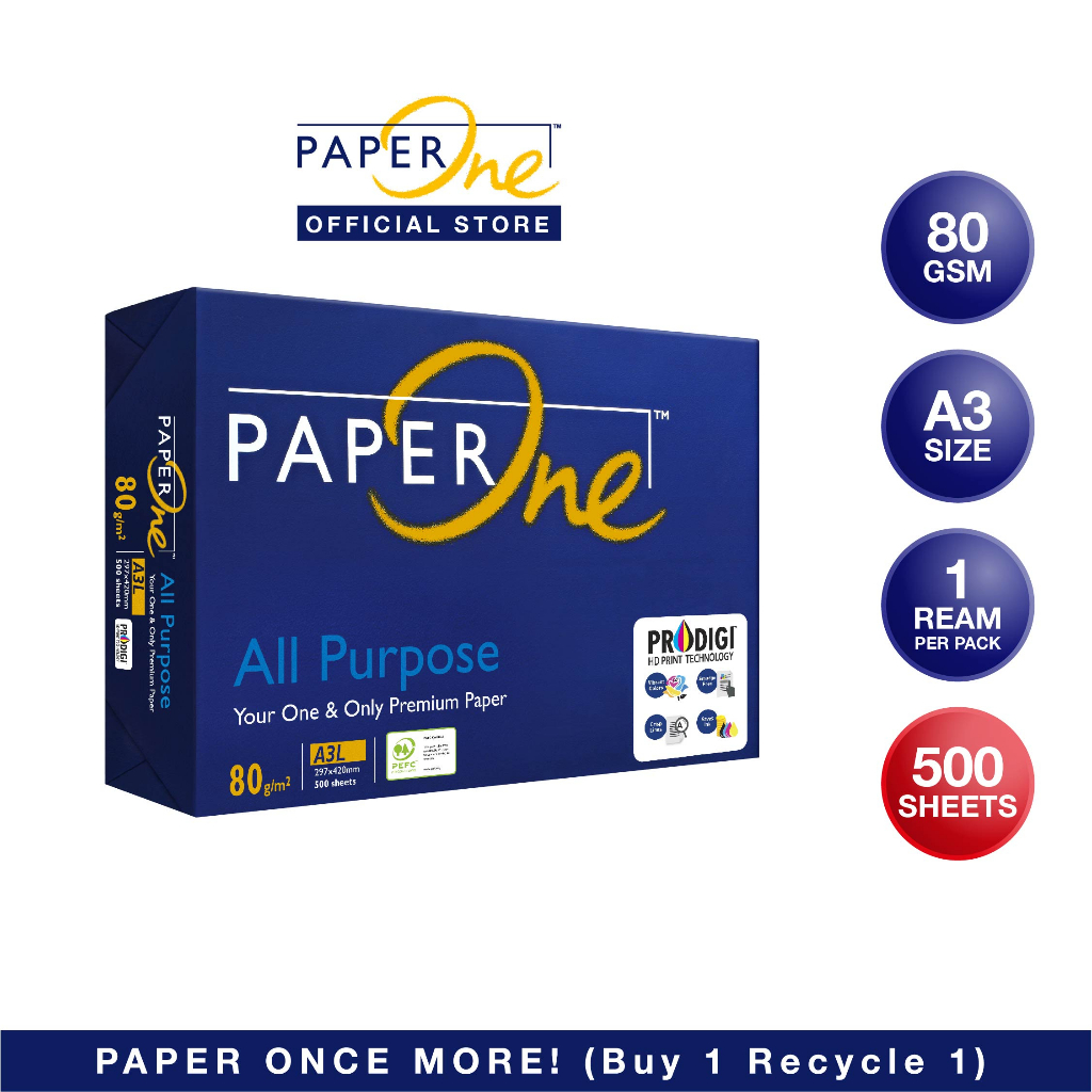 PaperOne A3 All Purpose 80gsm 500 Sheets | Shopee Malaysia