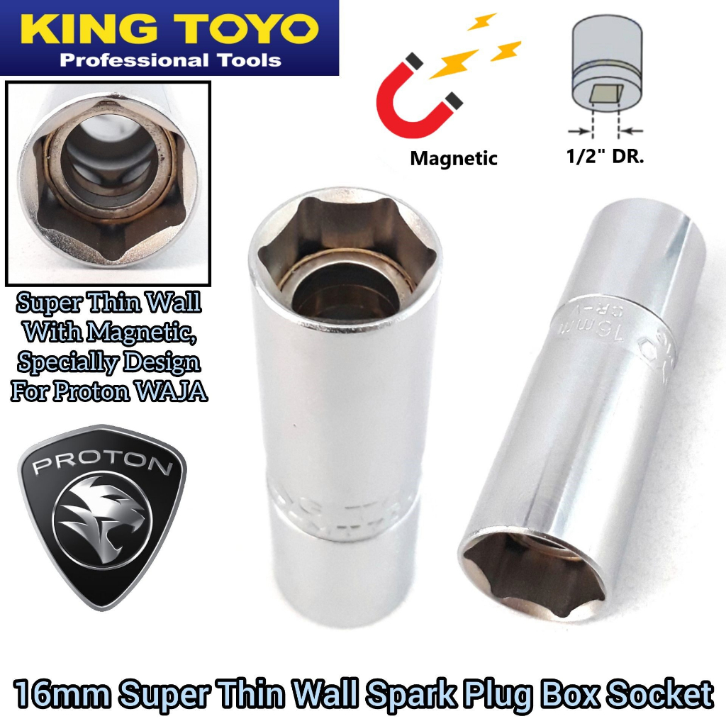 King Toyo Magnetic Spark Plug Box Socket 16mm (Thin Wall) | Shopee Malaysia