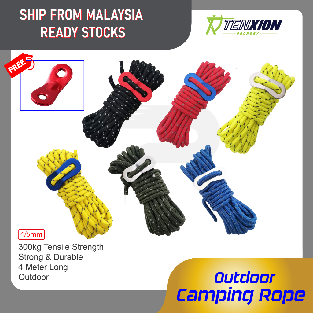 TenXion Outdoor 4/5mm*4m Reflective Camping Rope Tali Khemah Nylon Anti ...