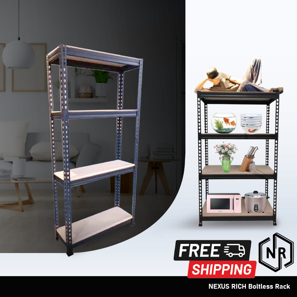 NEXUS [Black] 4-Level Boltless Heavy Duty Rack Besi Rak Barang Rak ...