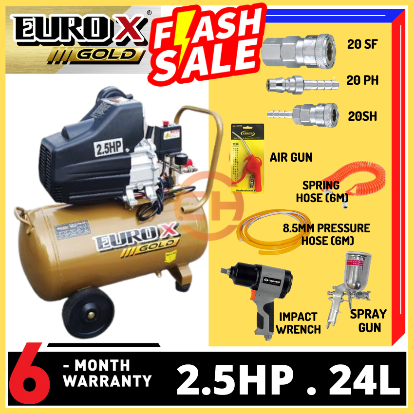 EUROPOWER EUROX GOLD EAW2524G / EAW2524 / EAX2524 AIR COMPRESSOR 2.5HP ...