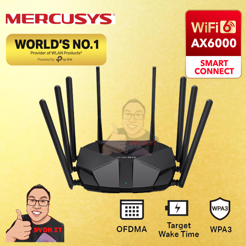 Mercusys AX6000 ( 2.4GHz + 5GHz ) 8-Stream Wireless 160MHz Wi-Fi 6 ...