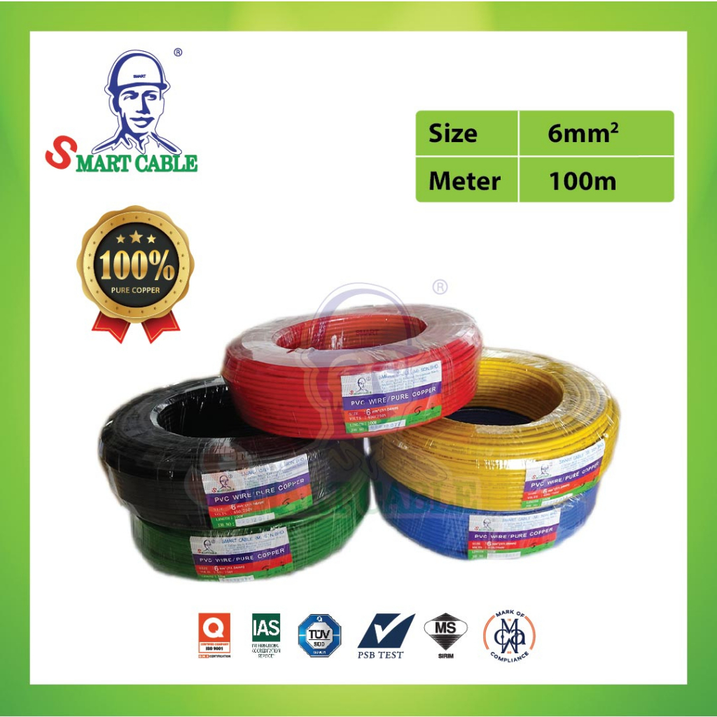 Ready Stock SMART PVC Insulated Cable 6mm ( Auto Control Cable / Made ...