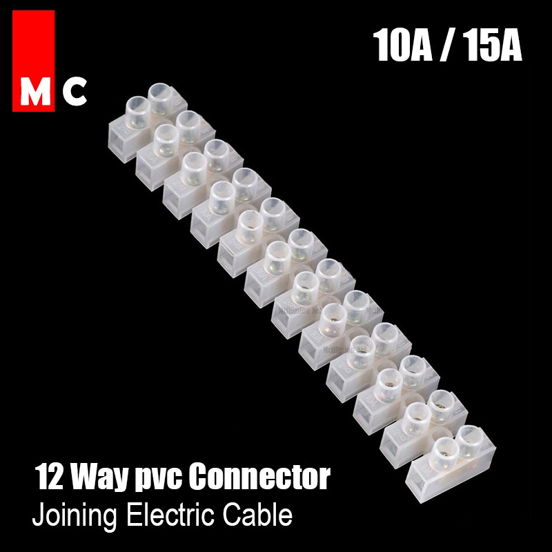 10A 15A Electrical Wire Connection 12 Position Barrier Terminal Strip ...