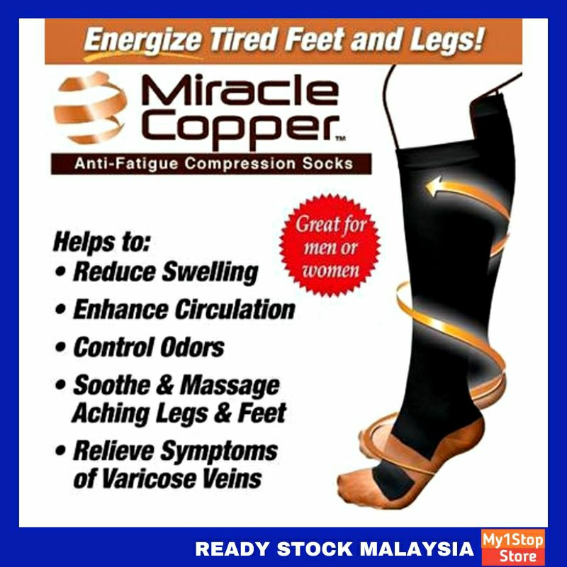 Unisex Anti-Fatigue Compression Sock Miracle Copper Foot Pain Relief ...