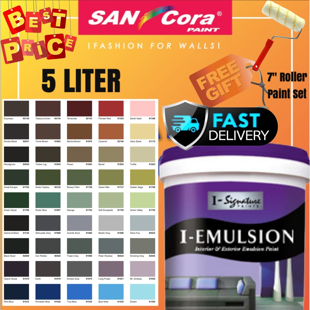 SANCORA (5L) 5 LITER SANCORA ( I-EMULSION ) (FREE 7" SET ) ROLLER ...