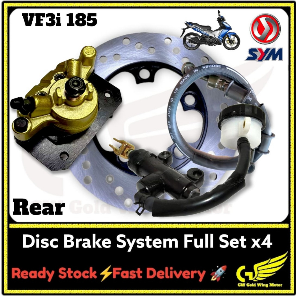 SYM VF3I185 V1 V2 VF3I 185 REAR DISC BRAKE PLATE MASTER PUMP & CALIPER ...