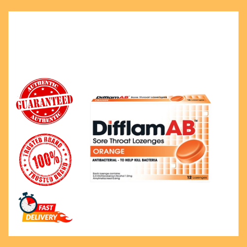 DIFFLAM AB SORE THROAT LOZENGES ORANGE 12 LOZENGES | Shopee Malaysia
