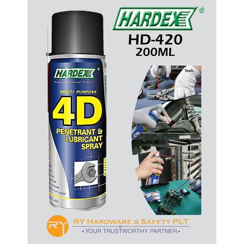 (200ML) HARDEX Multipurposes 4D Penetrant & Lubricant Spray 200ML (HD ...