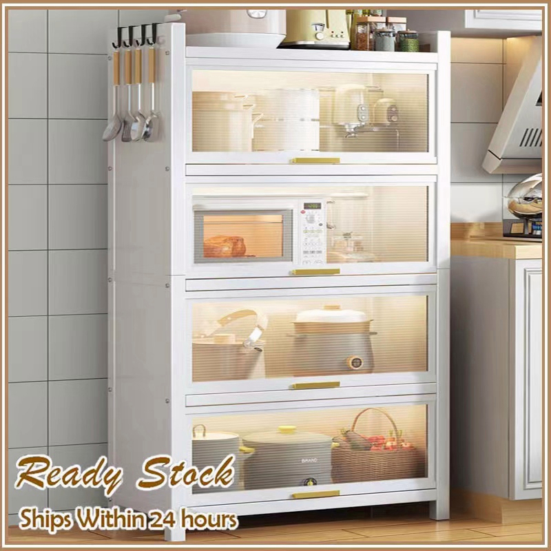 Carbon Steel Kitchen Storage Cabinet Multi-layer Organizer Rack Black ...