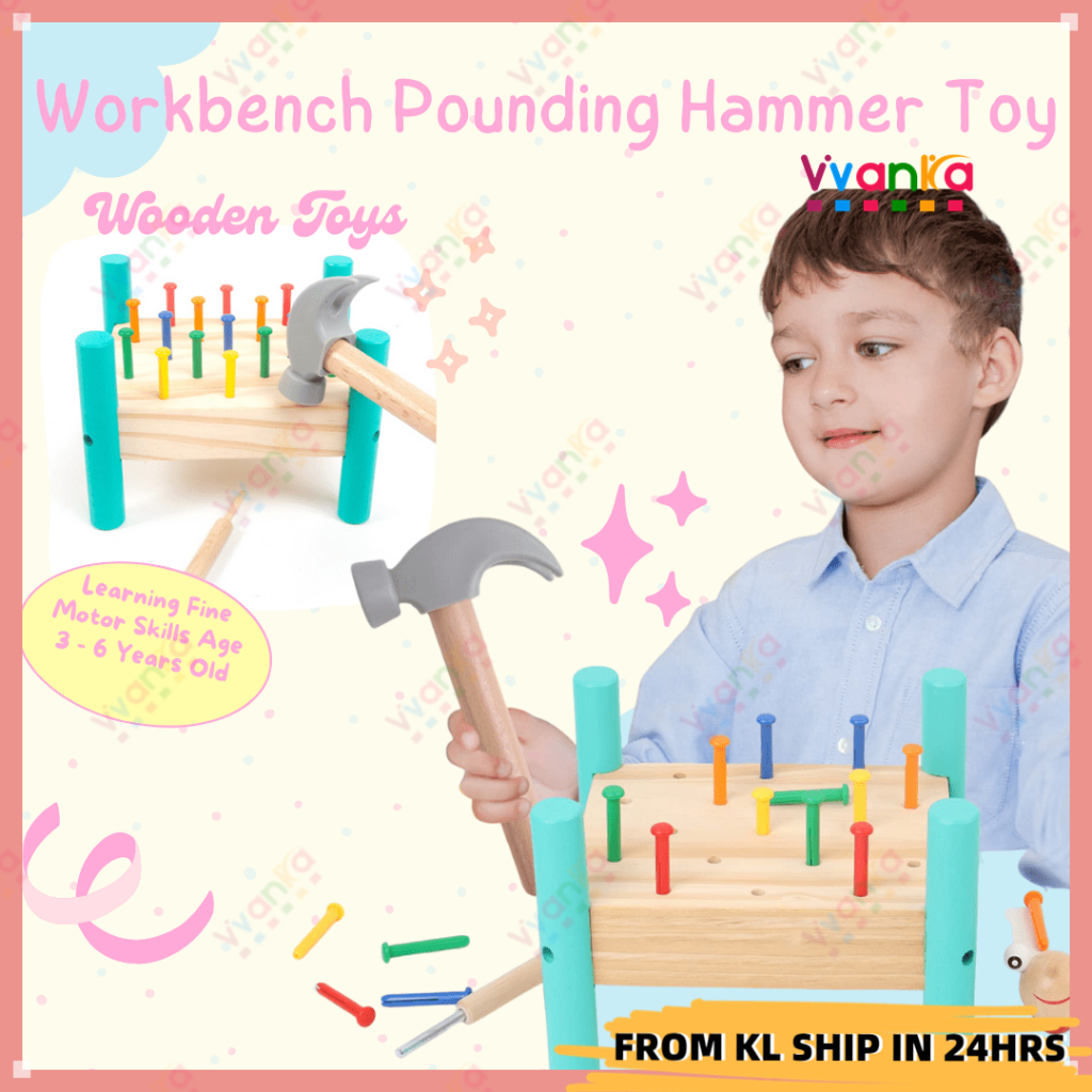 VVANKA [From KL] Wooden Hammering Pounding Toy Interactive Nailing ...