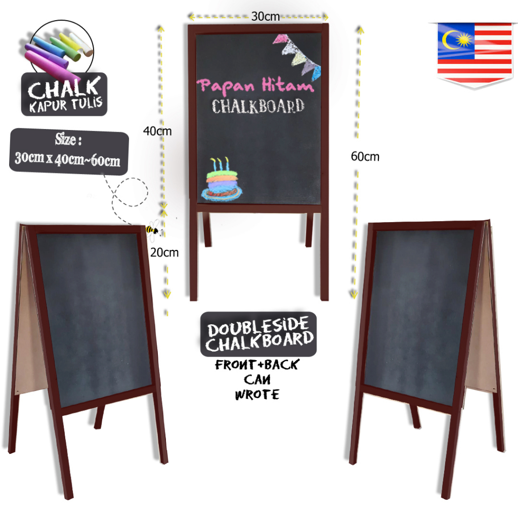 AA3 (30cm*40cm~60cm) MENU CHALKBOARD Blackboard Papan Hitam (Frame ...