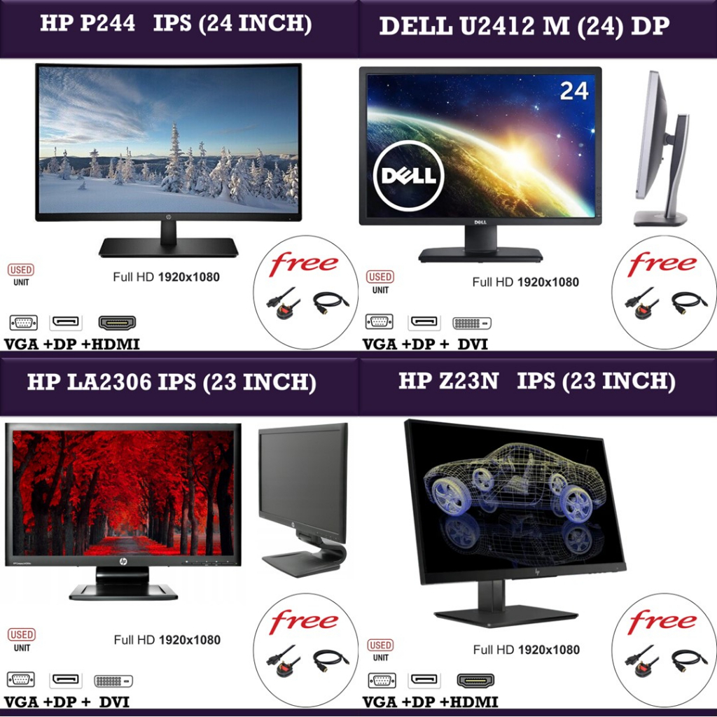 HP P244 23.8 Inch FHD IPS LED Backlit LCD Anti-Glare Monitor (HDMI, VGA ...