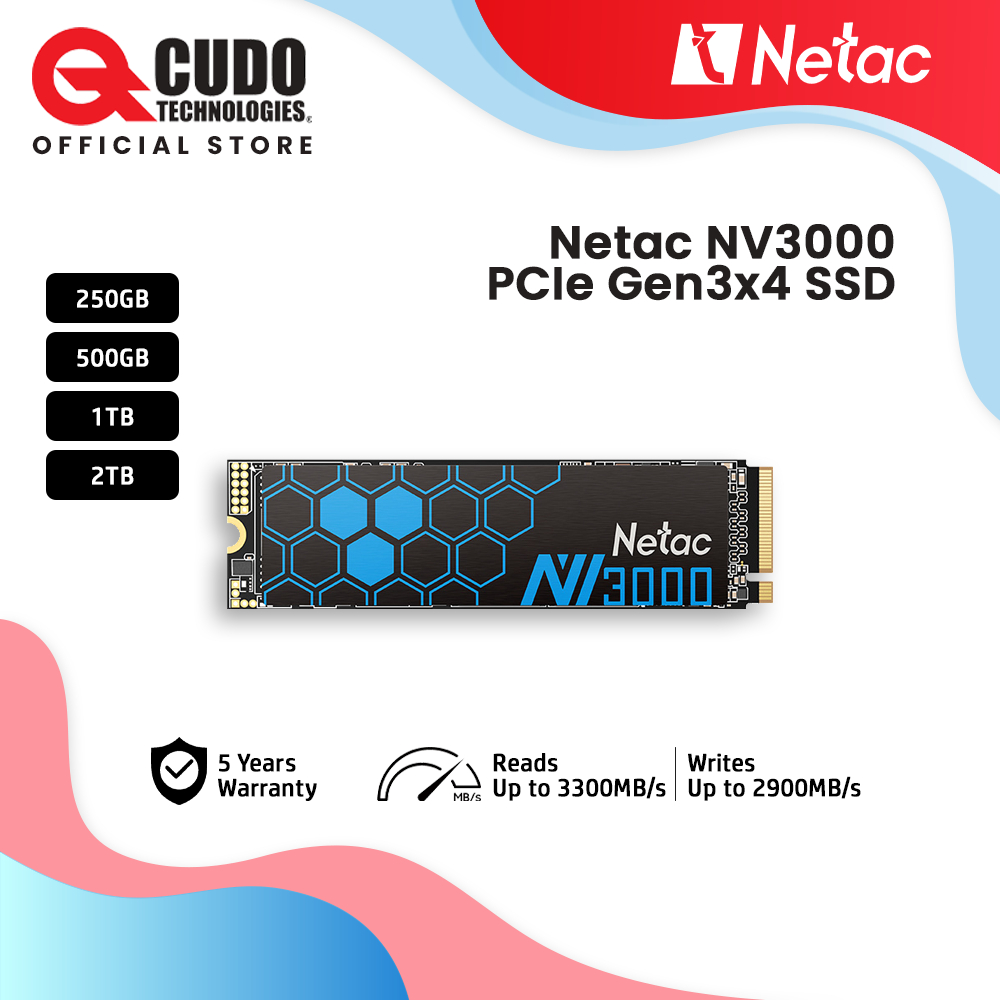 Netac Nv3000 Pcie Gen3 Nvme M 2 Ssd 250gb 500gb 1tb Shopee Malaysia