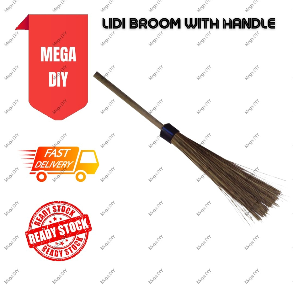 Lidi Broom WIth Handle Outdoor Garden Broom with Stick / Penyapu Lidi ...