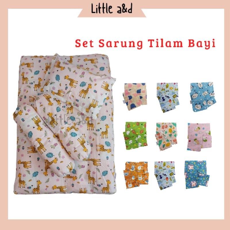 Sarung Tilam Bayi Set Cotton berzip baby bedcase 4in1 unisex design ...