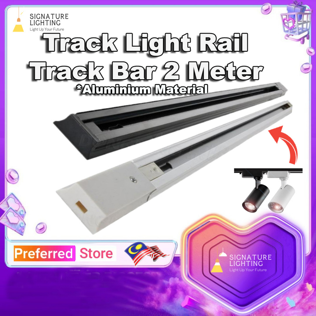 Led Track Light Rail / Track Bar 2 Meter (196+-cm) Aluminium / Black Or ...