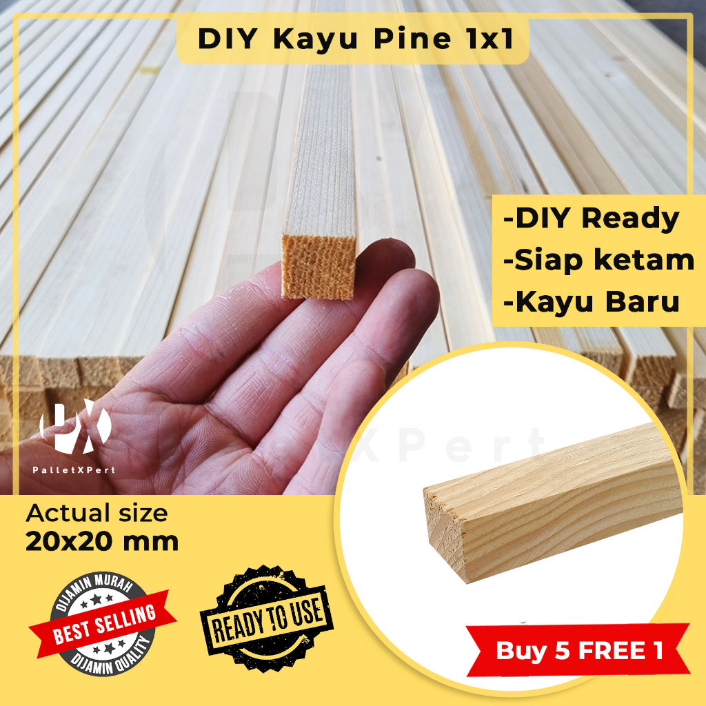 Kayu Pallet Pine 1x1 Murah Siap Ketam untuk DIY Dinding dan Craft ...