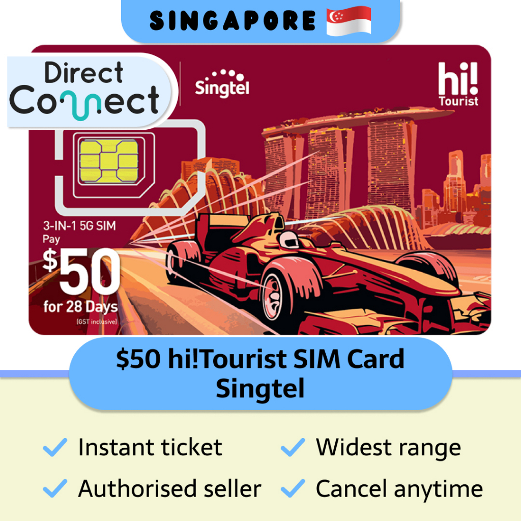 S$50 hi!Tourist SIM Card Singtel (Singapore #1 Network, 100GB Tourist SIM Card by Singtel (SG ...
